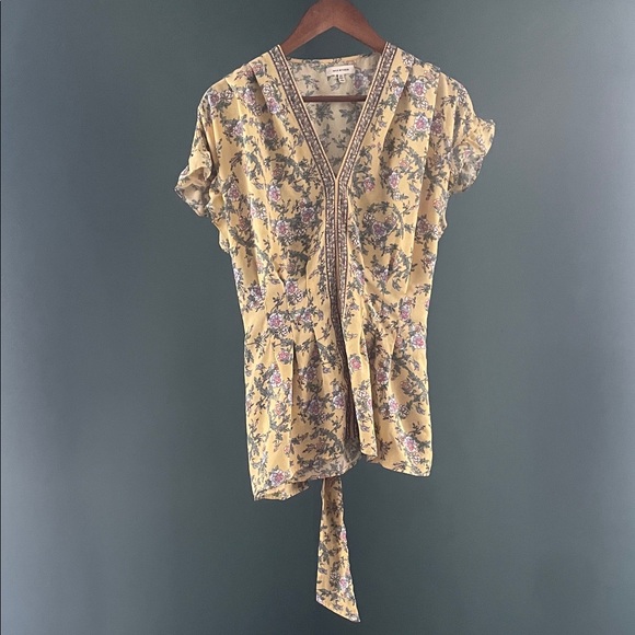 Max Studio | Tops | Max Studio Yellow Floral Blouse | Poshmark